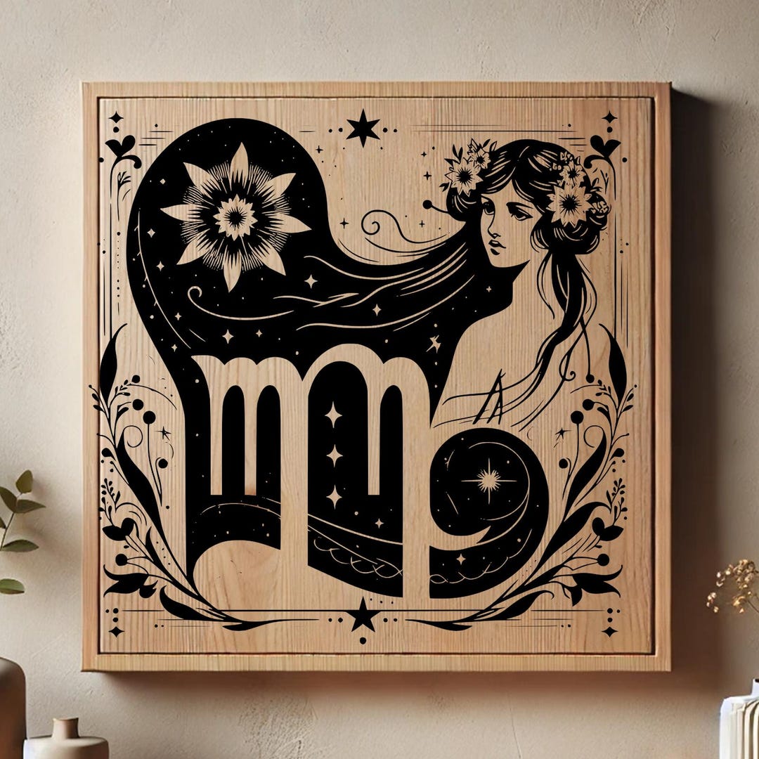 Virgo SVG, Cutting Digital File, Pure Zodiac Laser Wood Engraving File ...