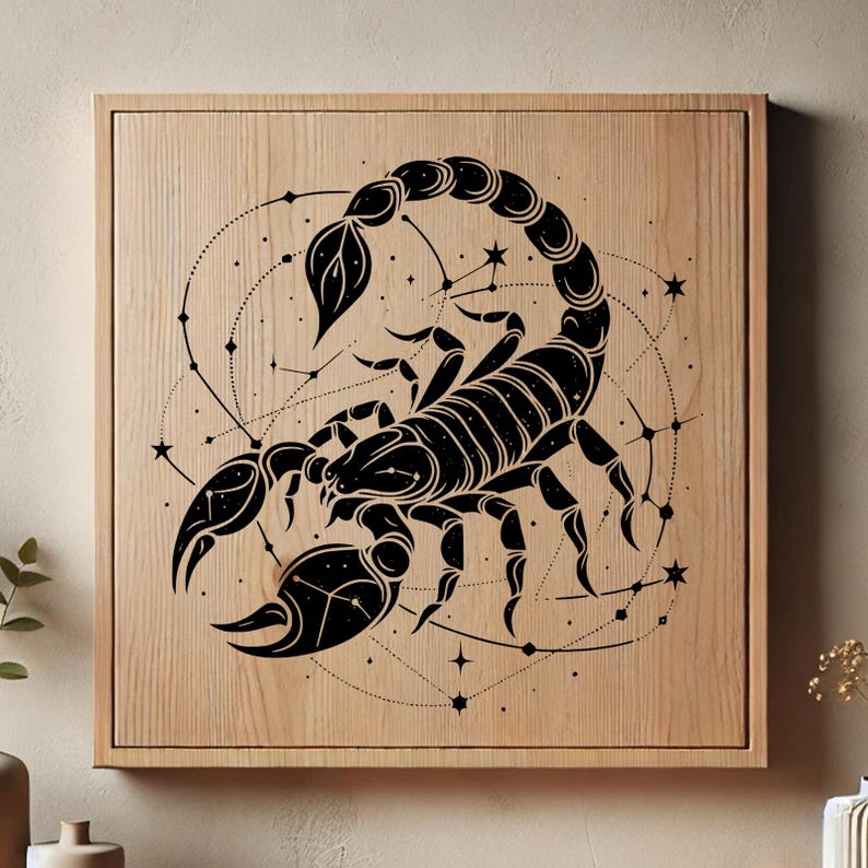 Scorpio SVG, Cutting Digital File, Bold Zodiac Laser Wood Engraving ...