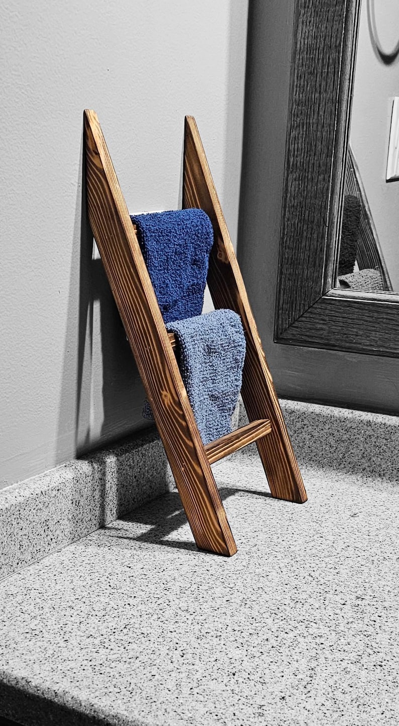 Rustic Wooden Wash Cloth Ladder Farmhouse Kitchen Decor, Bathroom ...