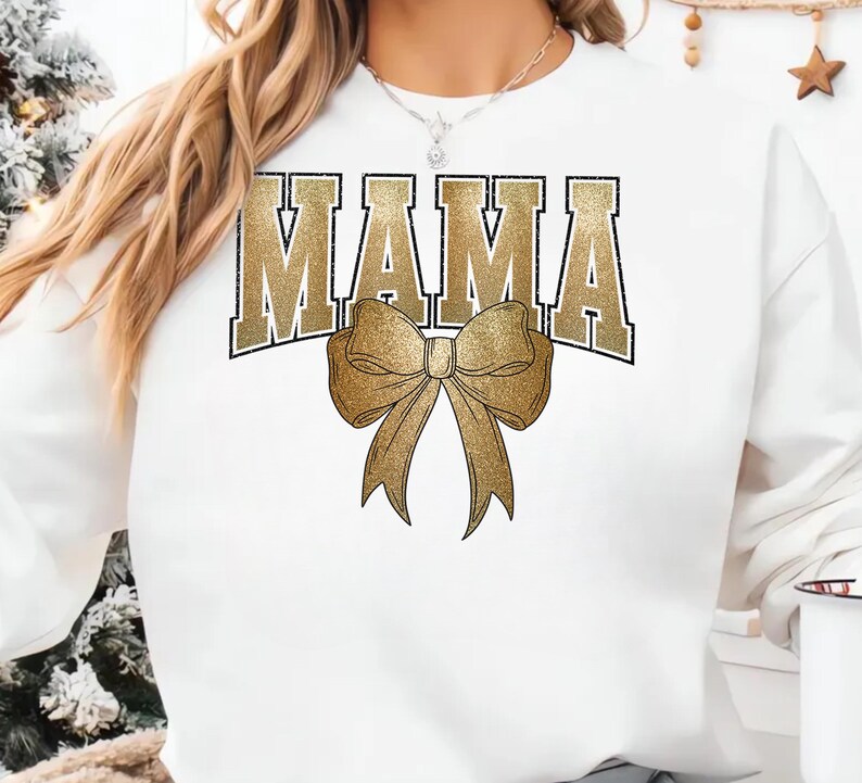 Gold Glitter Mama Bow PNG: Mother's Day Shirt Design (digital Download ...