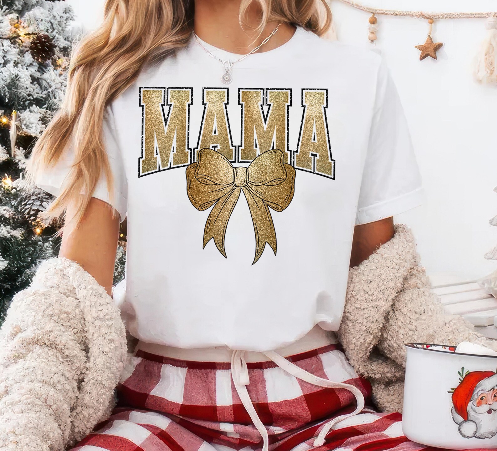 Gold Glitter Mama Bow PNG: Mother's Day Shirt Design (digital Download ...
