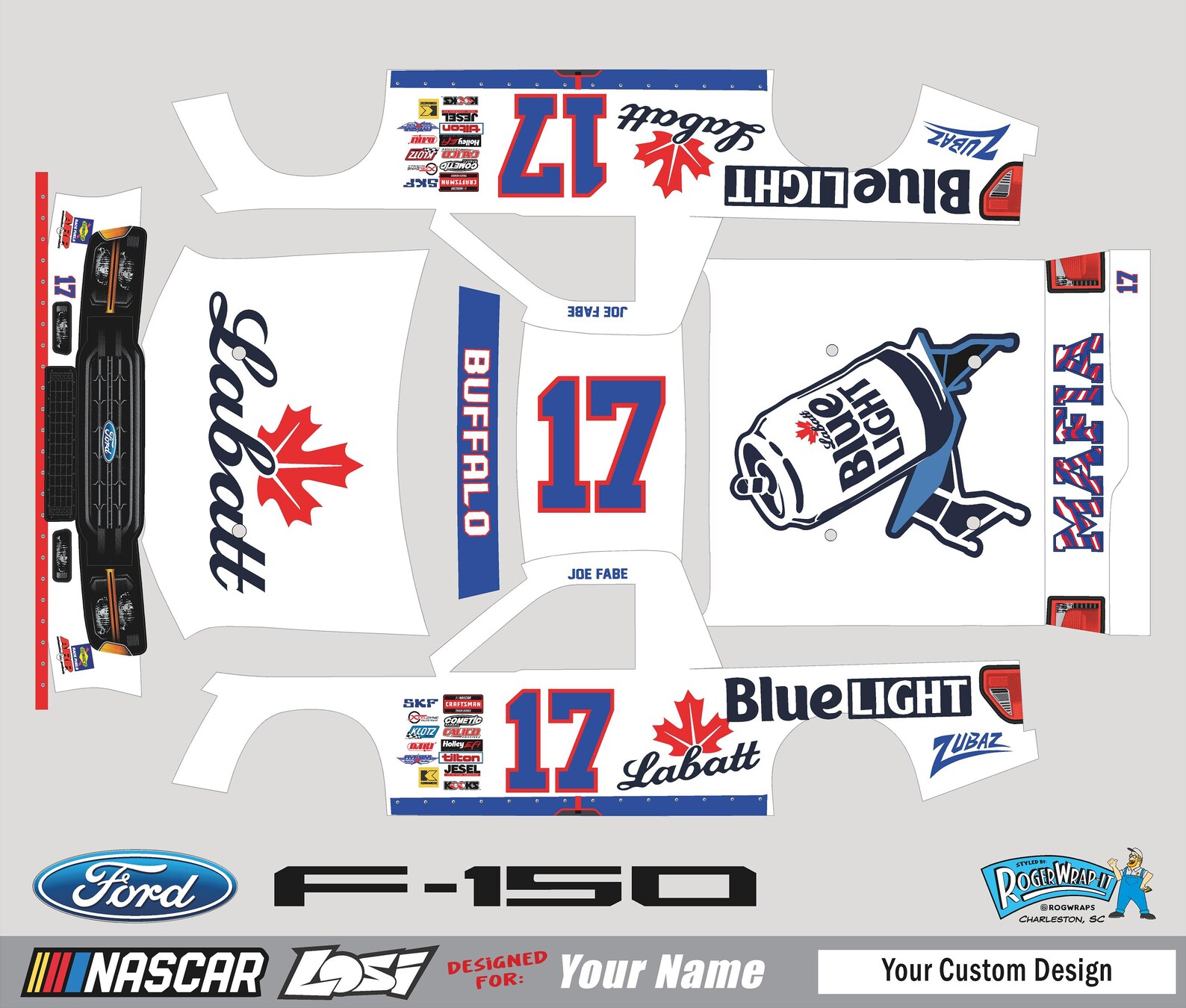 Wrap for NASCAR PROLINE Losi Body - Ford F150- Sticker Graphics Decal ...