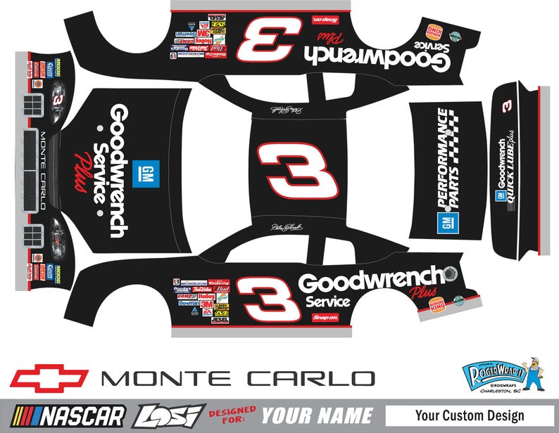 Wrap for NASCAR PROLINE Losi Body - Chevy Monte Carlo - Sticker ...