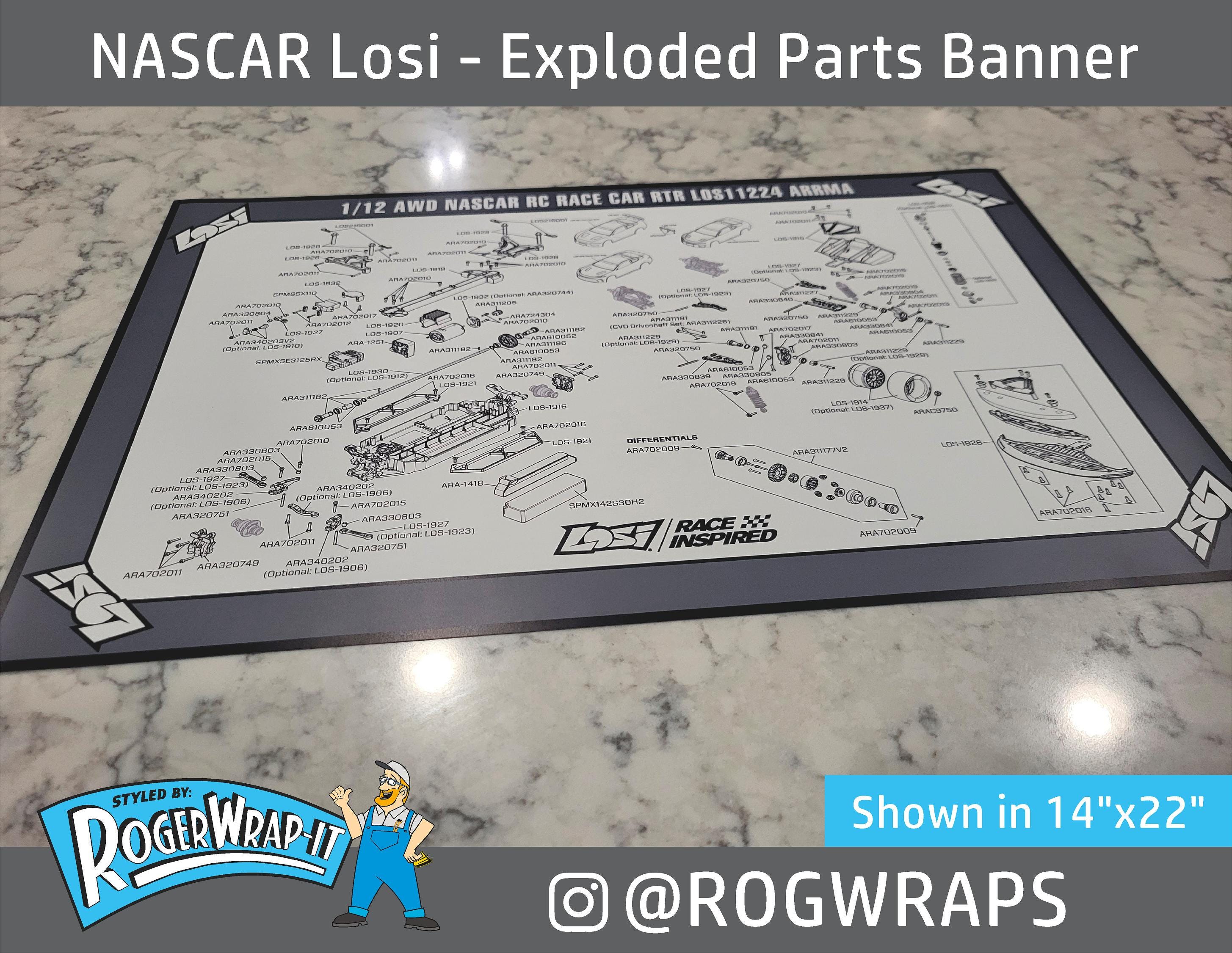 NASCAR Losi 1/12 - Exploded Parts View Banner - Work Mat - ARMA Grom ...