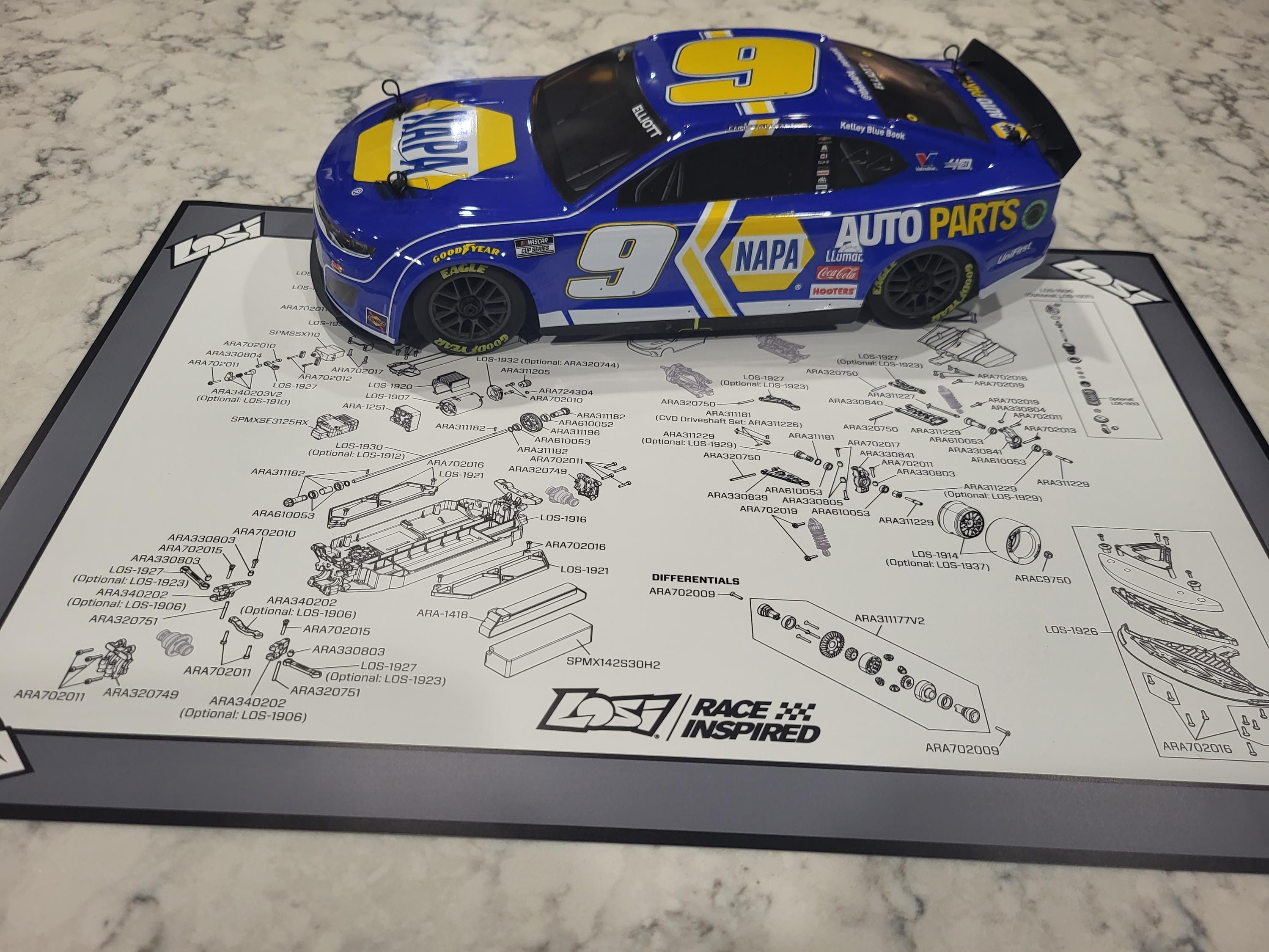 NASCAR Losi 1/12 - Exploded Parts View Banner - Work Mat - ARMA Grom ...