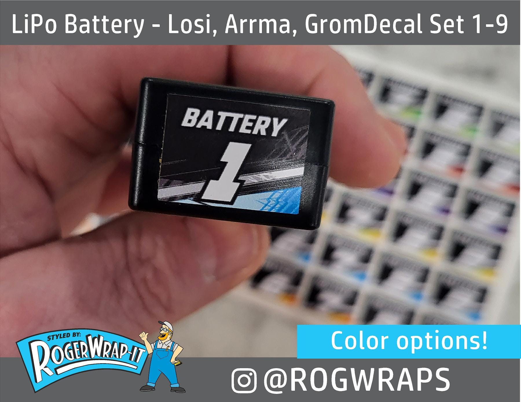 Lipo Battery Pack Decal for Arrma Grom NASCAR Losi 1400 Spektrum Batt ...