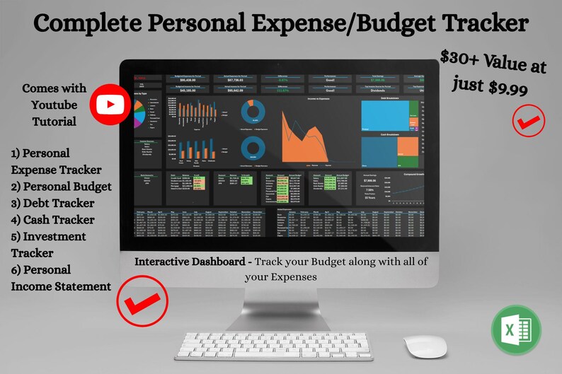 Personal Expense & Budget Tracker: Complete Financial System - Etsy