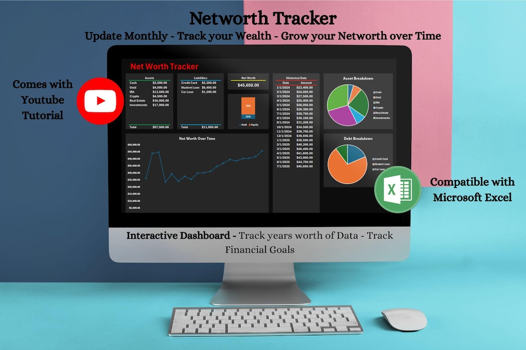 Net Worth Excel Tracker – Interactive Finance Dashboard (digital ...