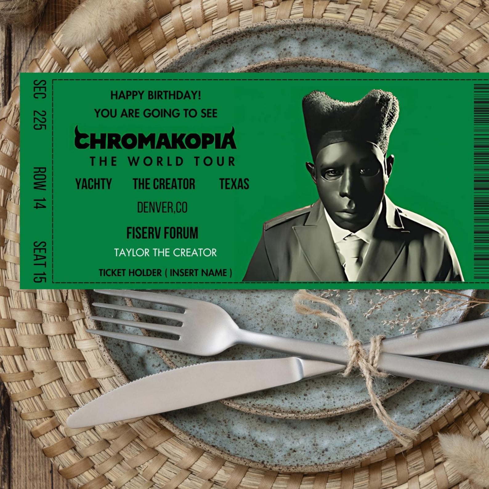 Editable Tyler, the Creator Chromakopia Concert Ticket Canva Ticket ...