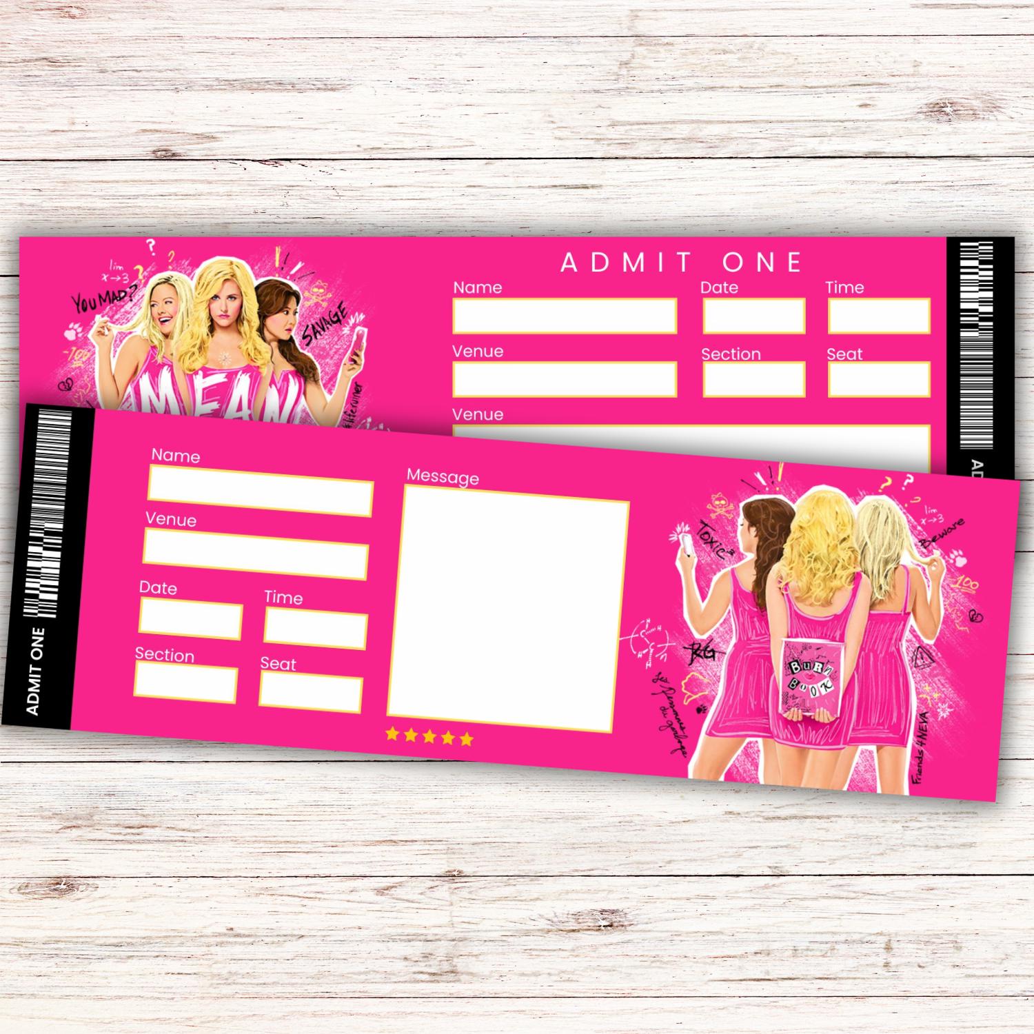 Printable Mean Girls Broadway Ticket: Editable Template (PDF) - Etsy