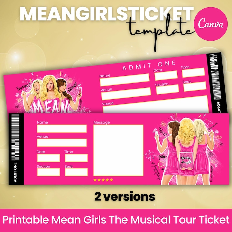 Printable Mean Girls Broadway Surprise Ticket,mean Girls the Musical ...