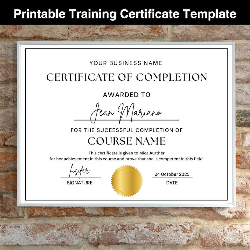 Pdf Course Certificate - Etsy