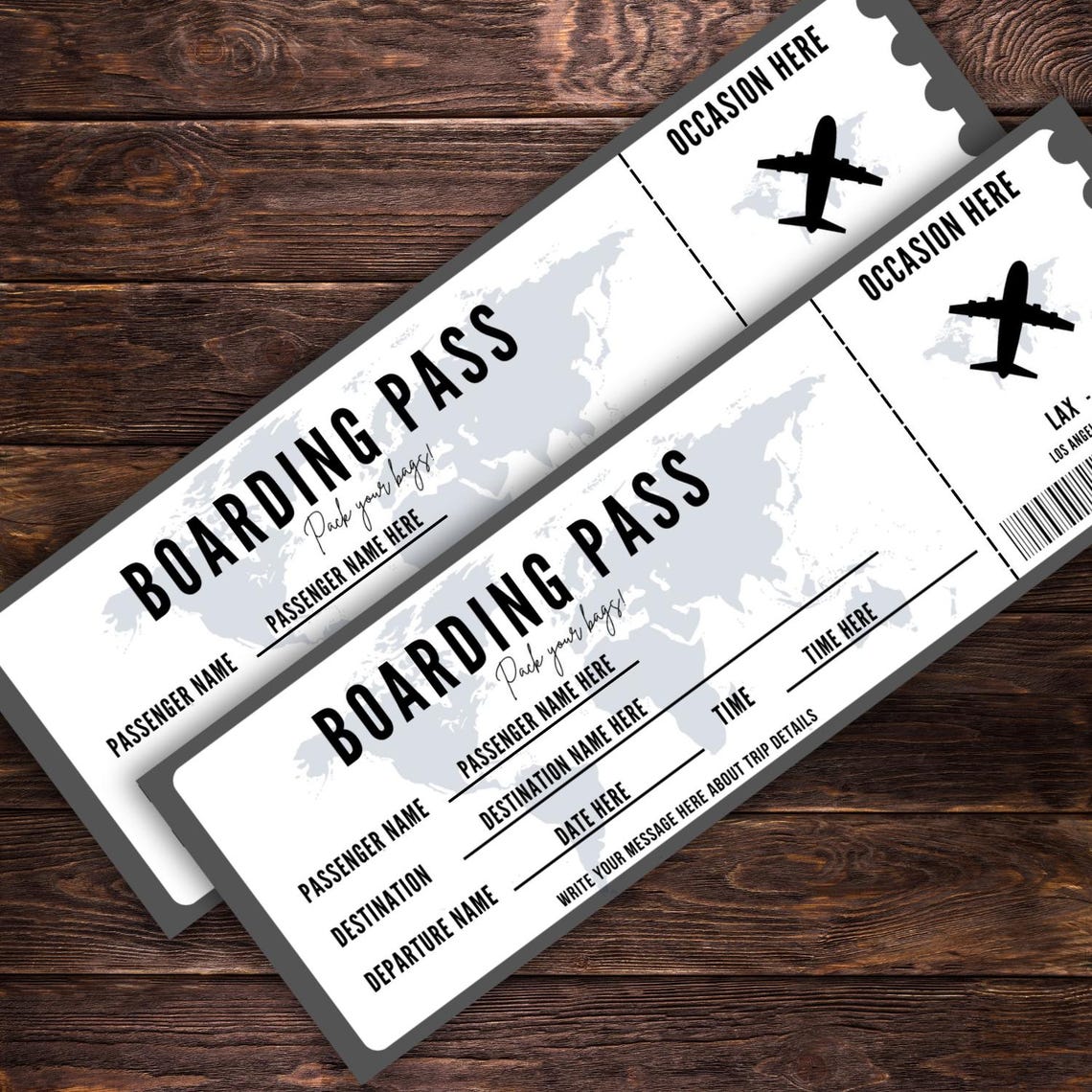 Editable Boarding Pass Template: DIY Printable Travel Ticket (digital ...