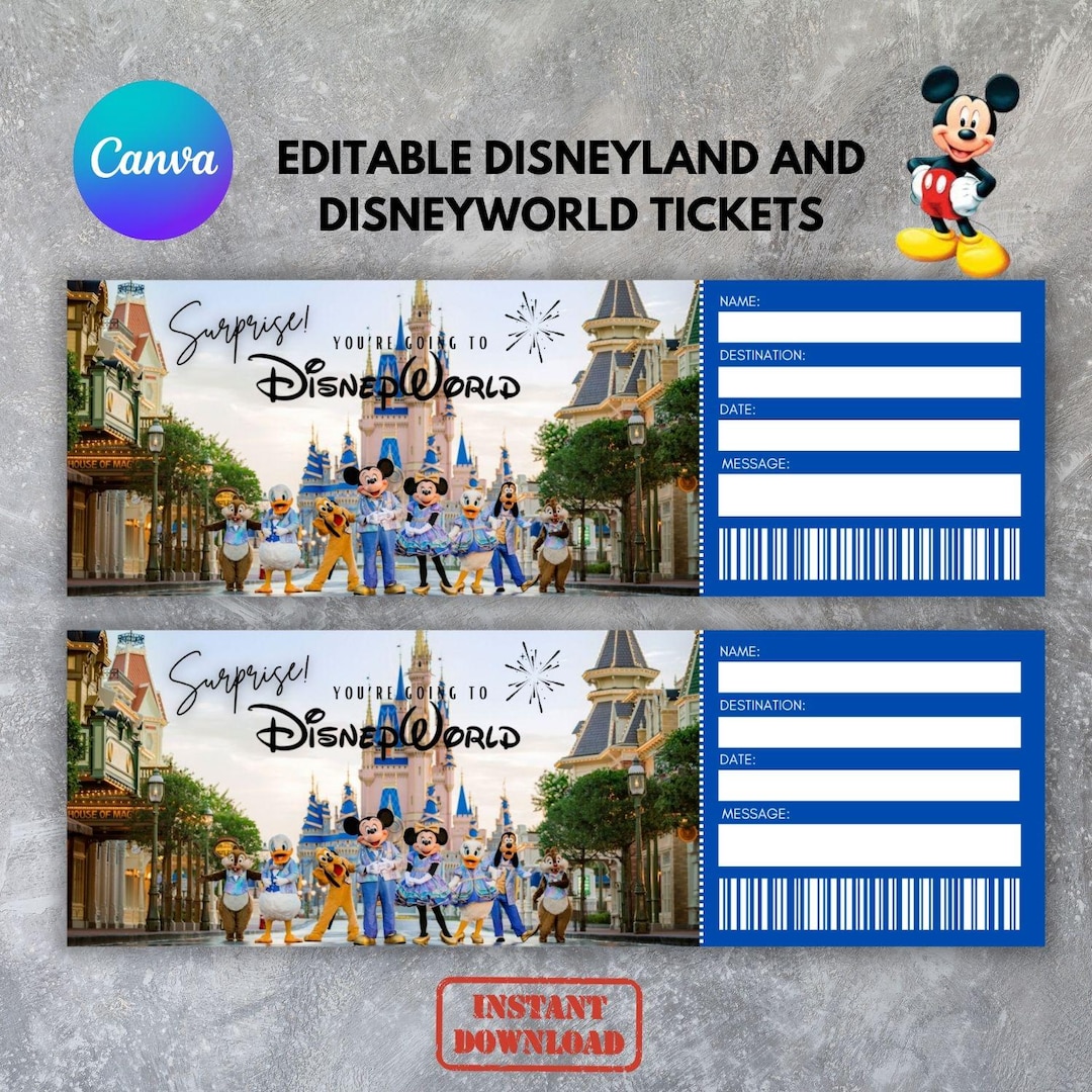Editable Disneyworld Surprise Ticket,disneyworld Ticket Template ...
