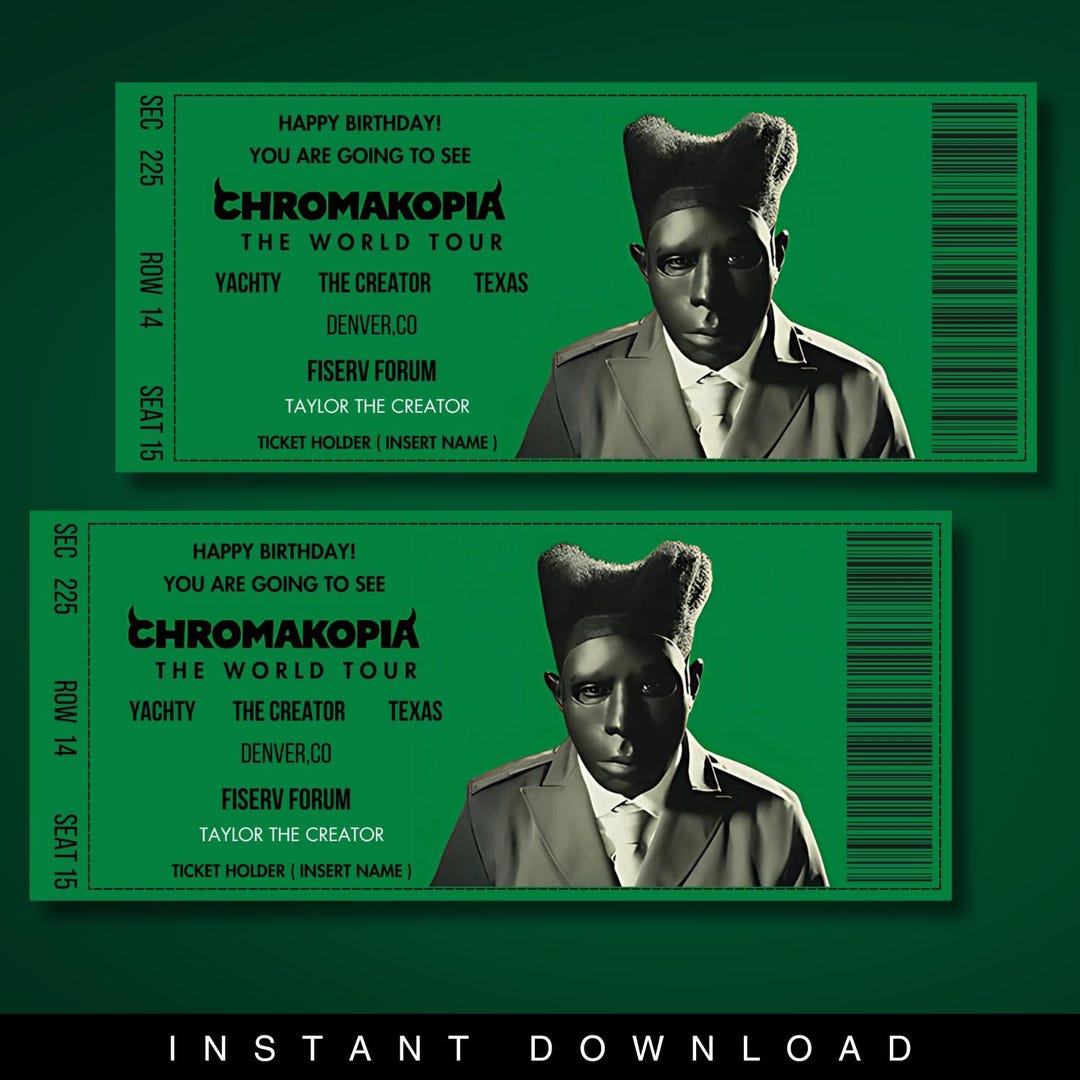 Editable Tyler, the Creator Chromakopia Concert Ticket Canva Ticket ...