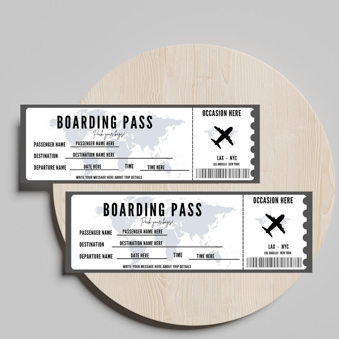 Editable Boarding Pass Template: DIY Printable Travel Ticket (digital ...