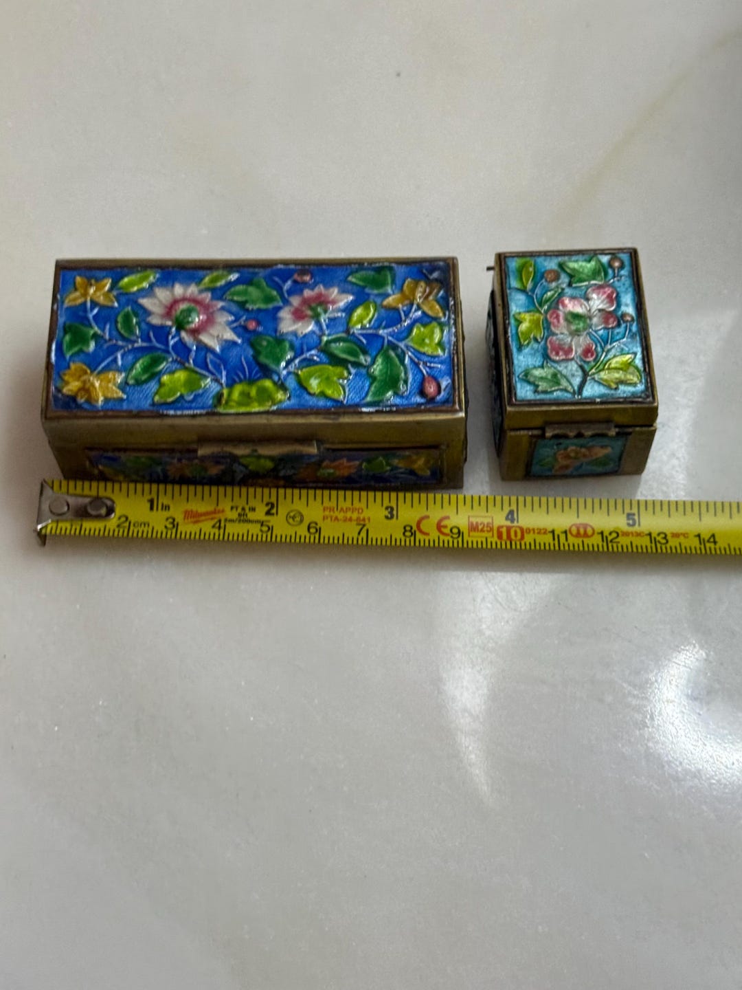 Vintage Chinese Cloisonné Boxes | Enamel Floral Trinket Stash, Pair - Etsy
