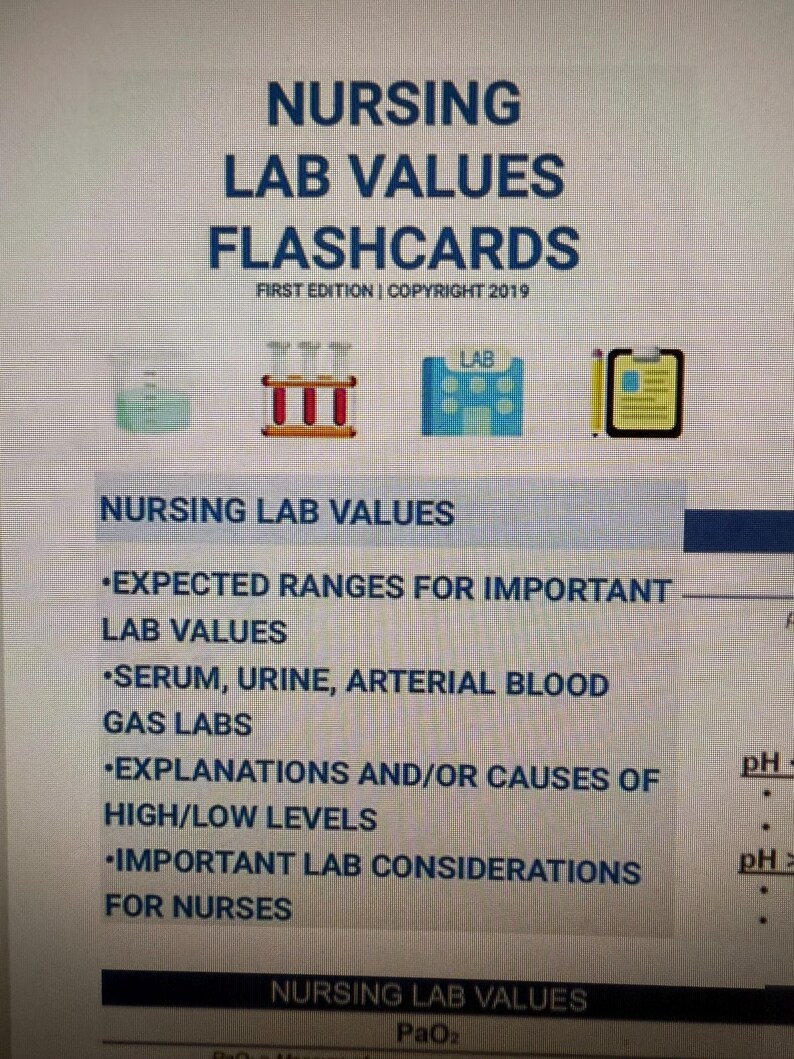 Nursing Lab Value Flashcards - Etsy