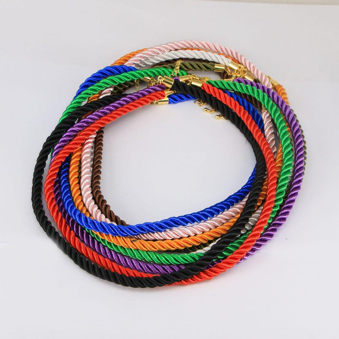 5mm Thick Twisted Satin Silk Cord Adjustable Necklaces - Necklace ...