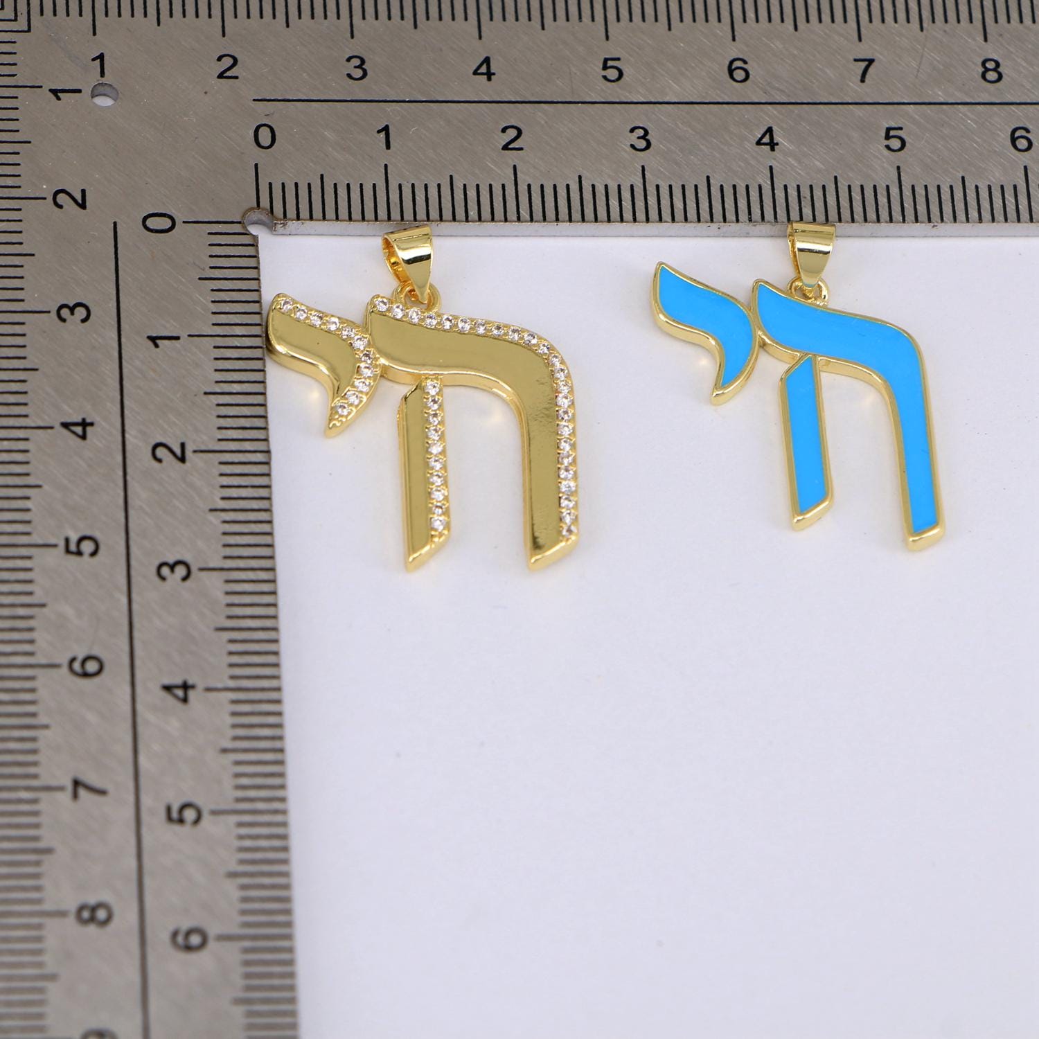 Hebrew Chai Life Symbol Pendant, Enamel Pendant, Gold-tone Pendant ...