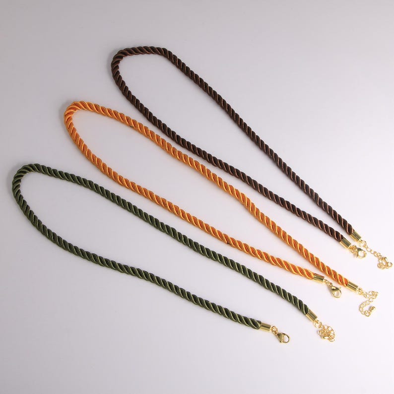 5mm Thick Twisted Satin Silk Cord Adjustable Necklaces - Necklace ...