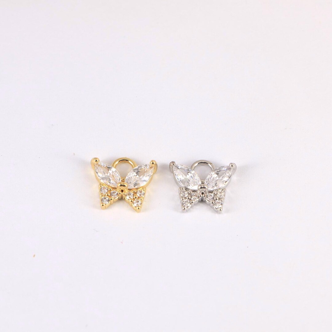 18k Gold Plated Cubic Butterfly Charm,gold Butterfly Pendants,zircon ...