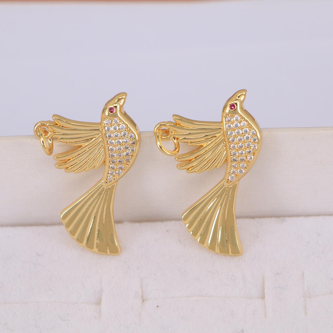 Dainty Bird Pendant,zircon Bird Charm,flying Charm,animal Pendant, DIY ...