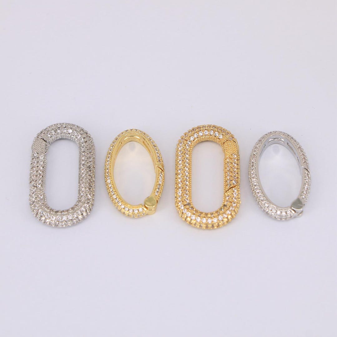 Gold/ Silver Oval Clasp,oval Connector Clasp, Zircon Push Clasp,spring ...