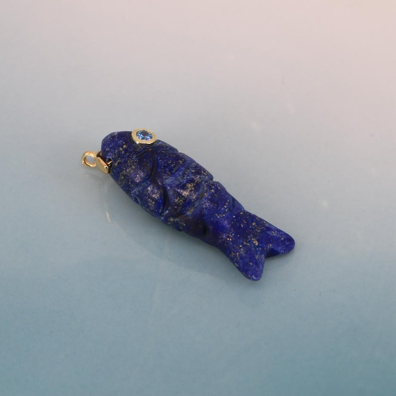 Gold Gemstones Carved Fish Pendant,inlaid Colored Zircon Stone Charm ...