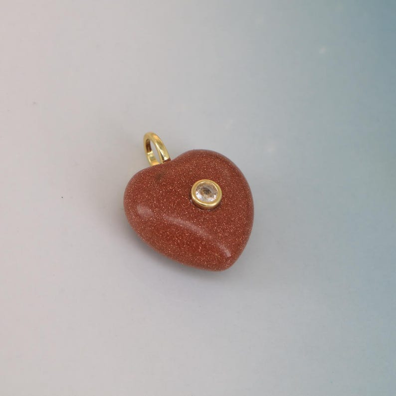 Gold Plated Heart Inlaid Zircon Gemstone Pendant, for Jewelry Pendant ...