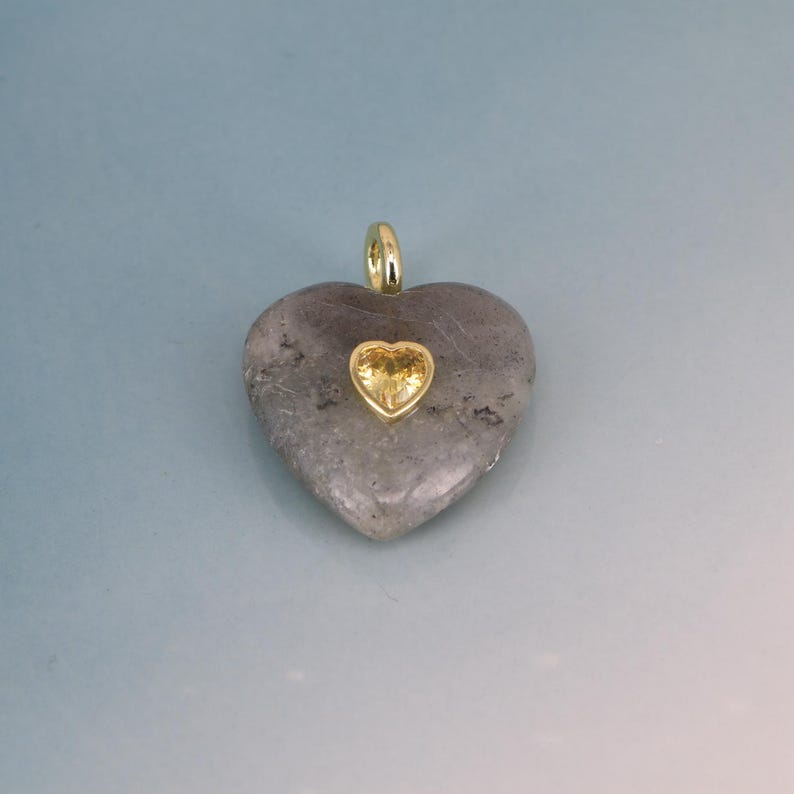 Heart Shape Gemstones Pendant, CZ Stone Charm,cz Rose Puple Quartz ...