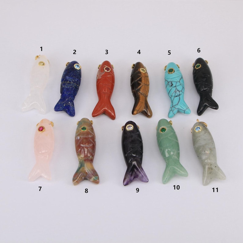 Gold Gemstones Carved Fish Pendant,inlaid Colored Zircon Stone Charm ...