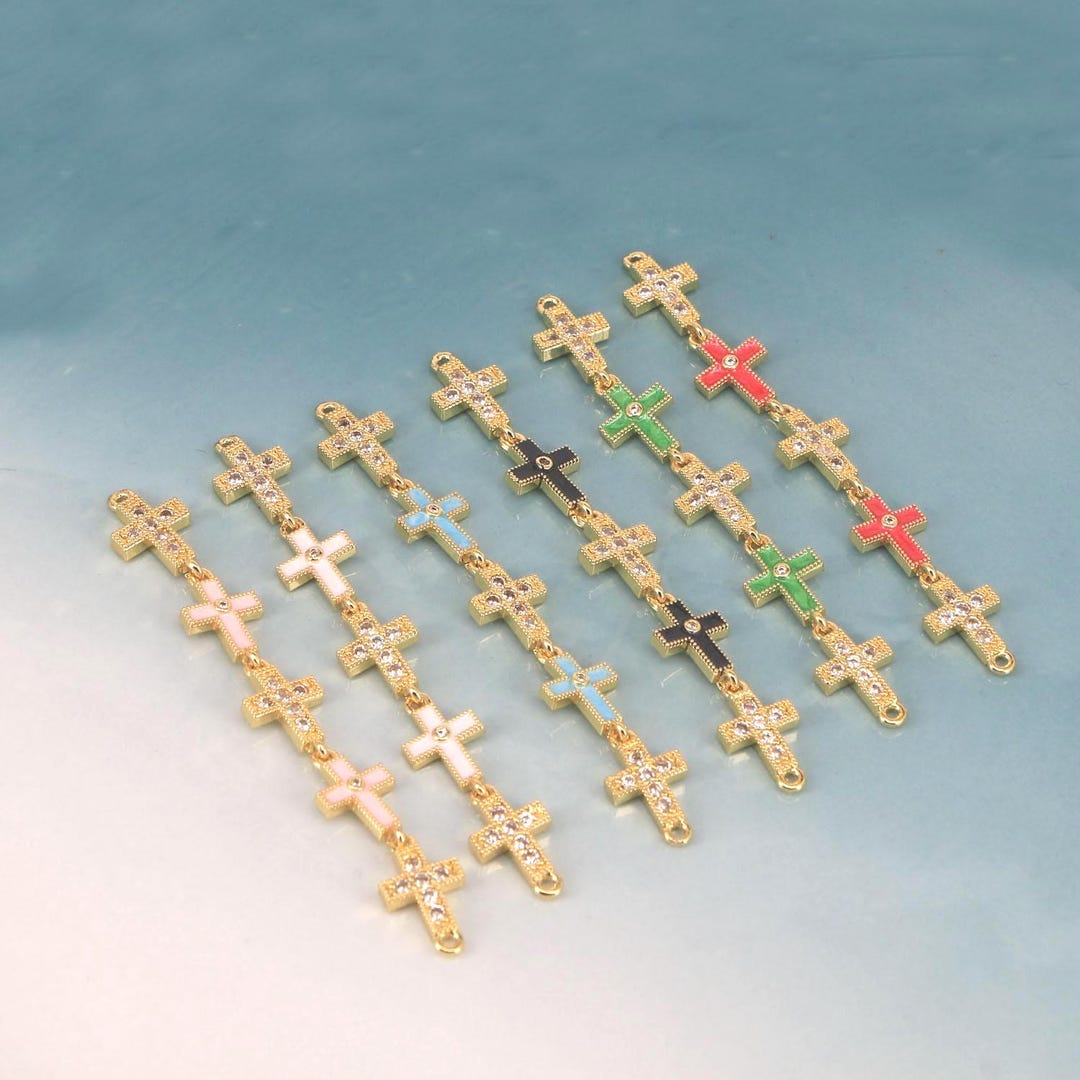Cross Connector Charm,zircon Enamel Cross Connector,christian Charm,diy ...
