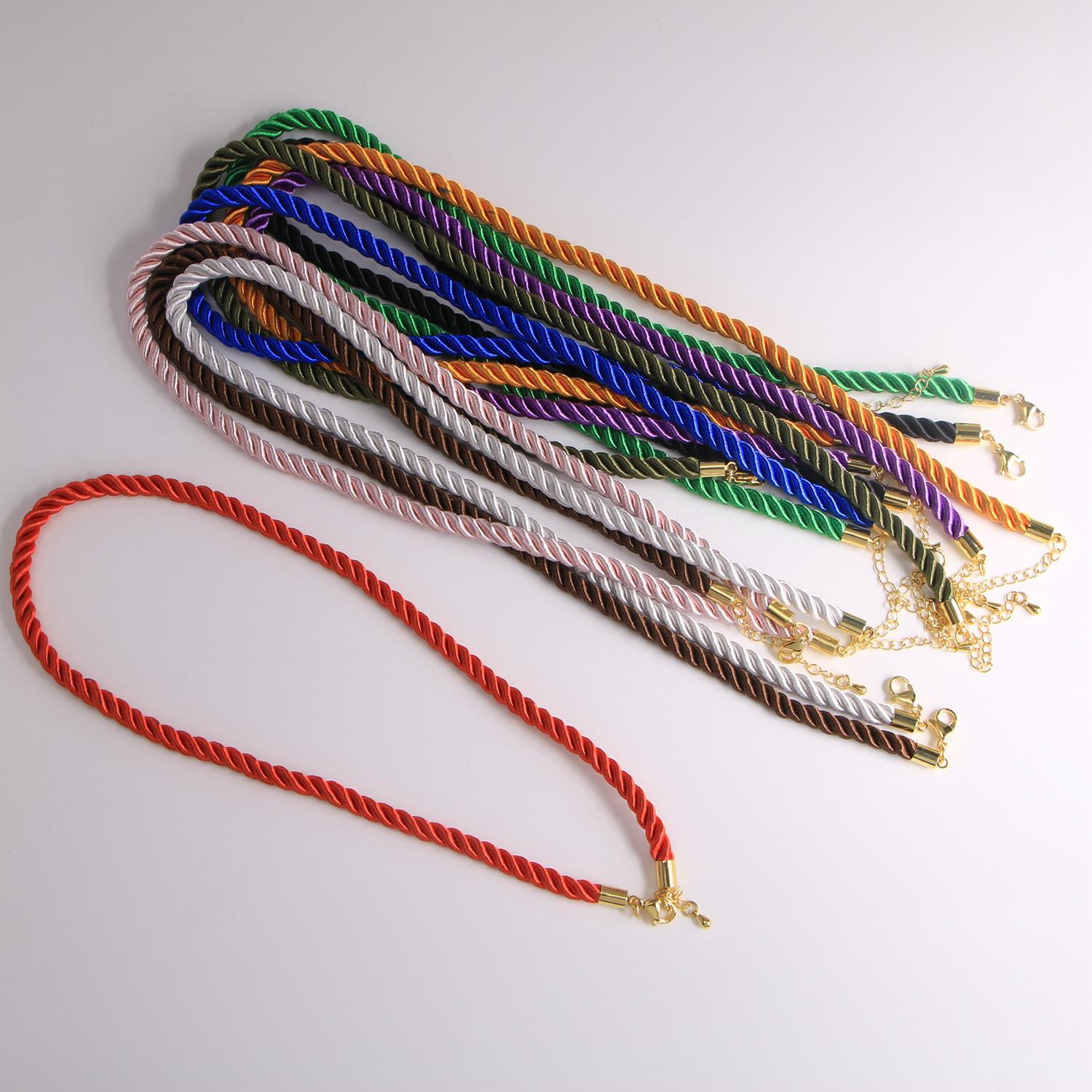 5mm Thick Twisted Satin Silk Cord Adjustable Necklaces - Necklace ...