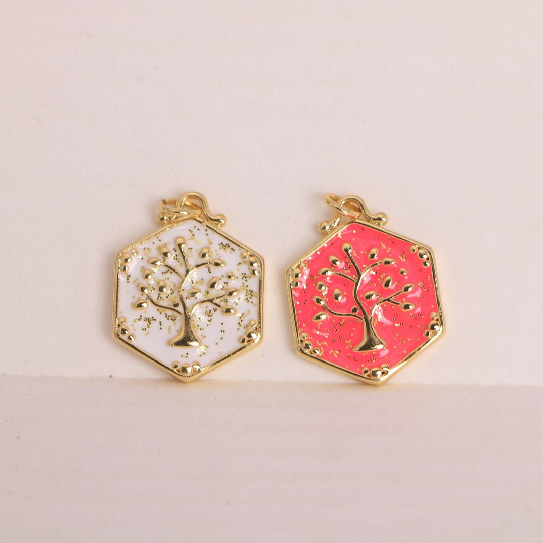 Enamel Tree of Life 18k Gold Filled Charm Bracelet Necklace for DIY ...