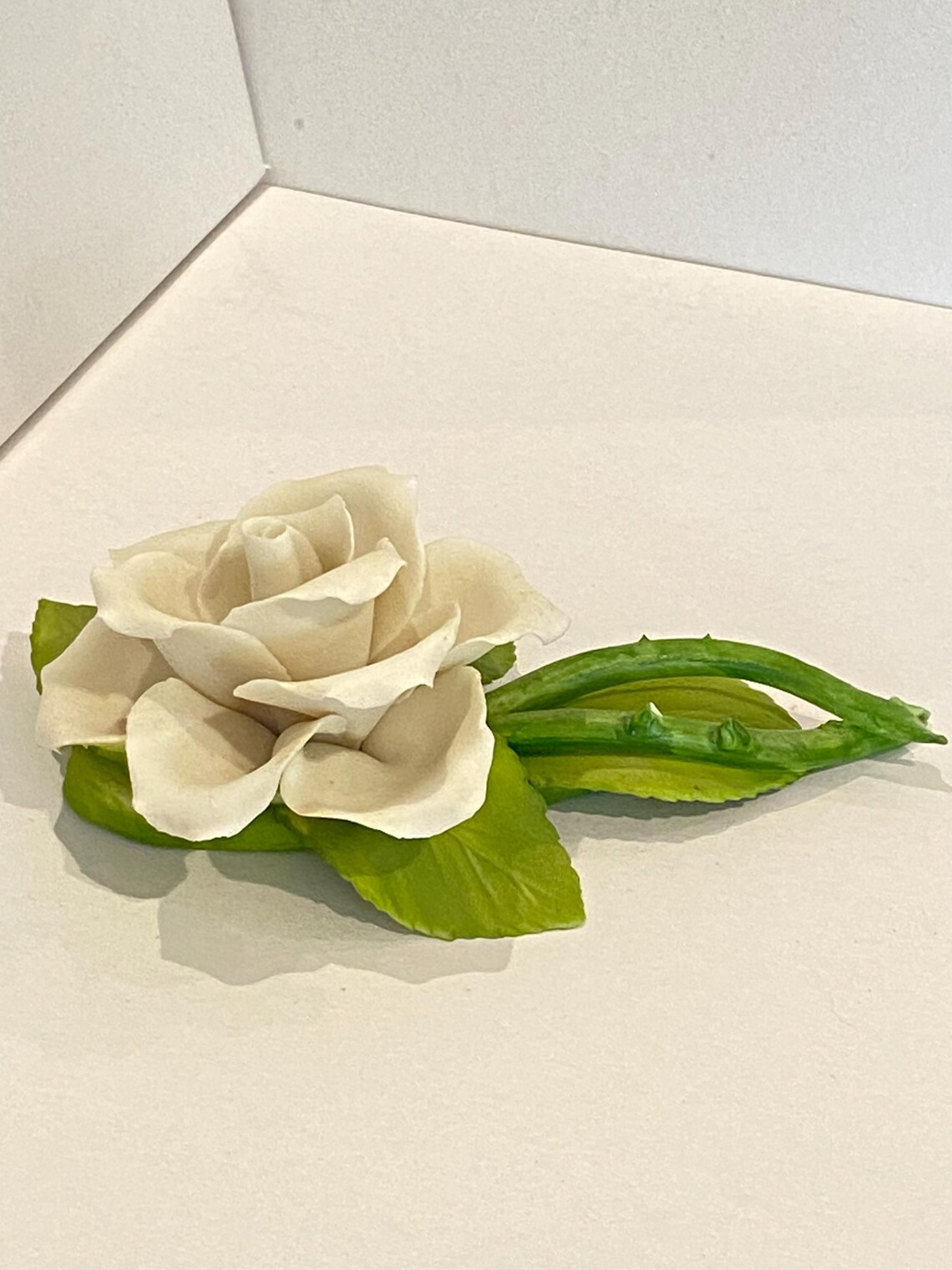 Capodimonte Vintage Ceramic White Rose With Stem Made in Italy - Etsy