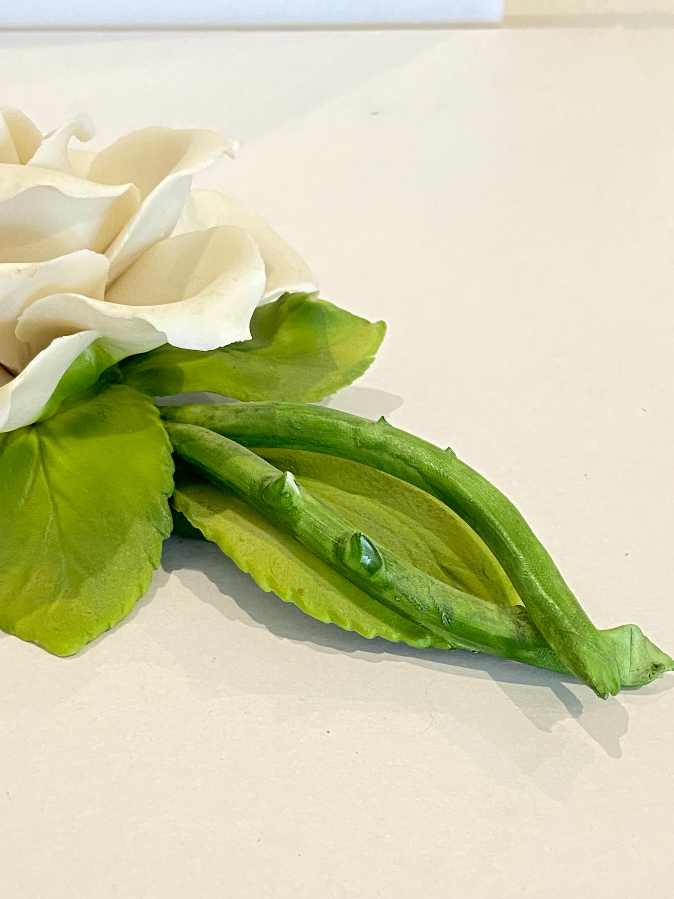 Capodimonte Vintage Ceramic White Rose With Stem Made in Italy - Etsy