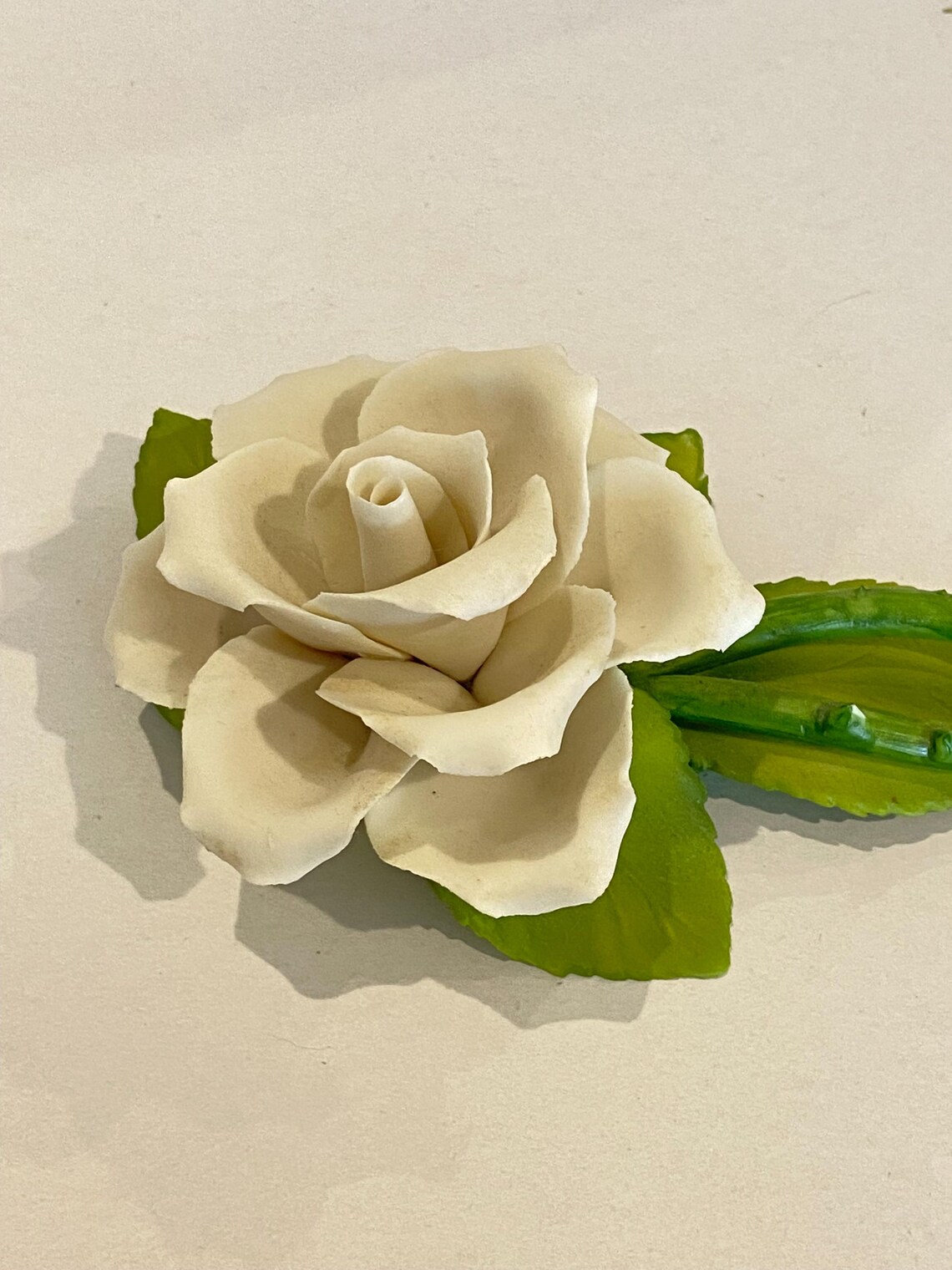 Capodimonte Vintage Ceramic White Rose With Stem Made in Italy - Etsy