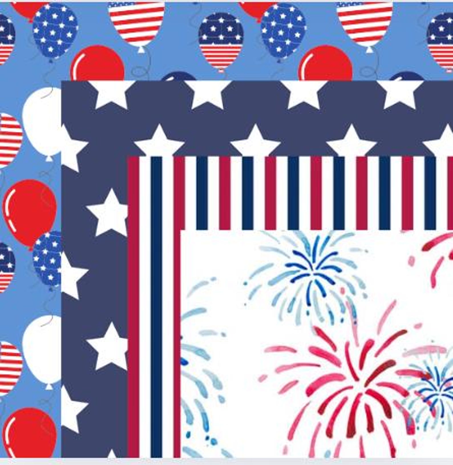 4th of July Digital Paper: Patriotic Scrapbook Designs (digital ...