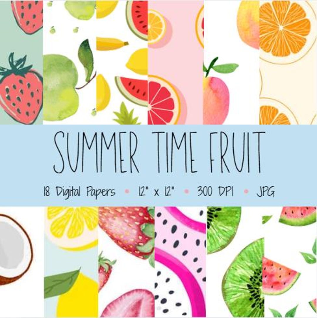 Summertime Fruit Digital Paper Pack: Scrapbook & Planner (digital ...