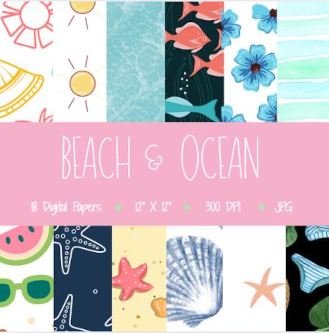 Beach Ocean Digital Paper: Scrapbook Background (digital Download) - Etsy