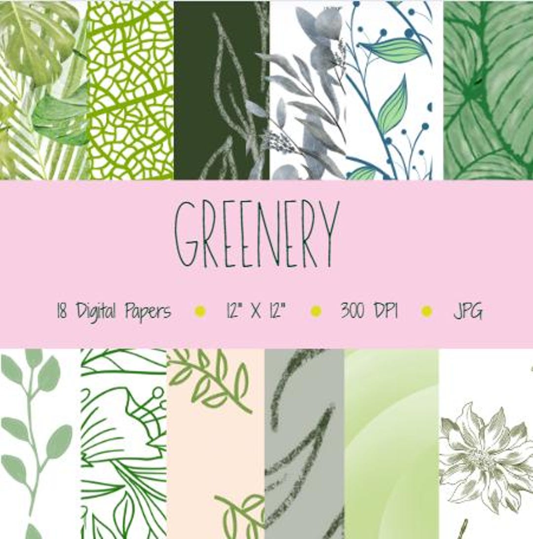Greenery Scrapbook Paper: Digital Green Leaves (digital Download) - Etsy
