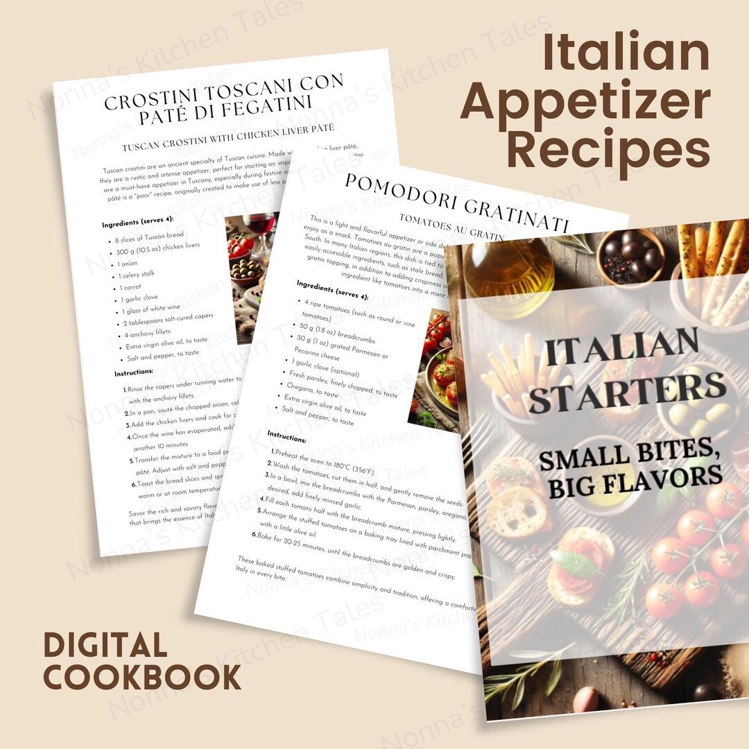 Italian Starters Cookbook PDF - Appetizer Recipes for Parties - Instant ...