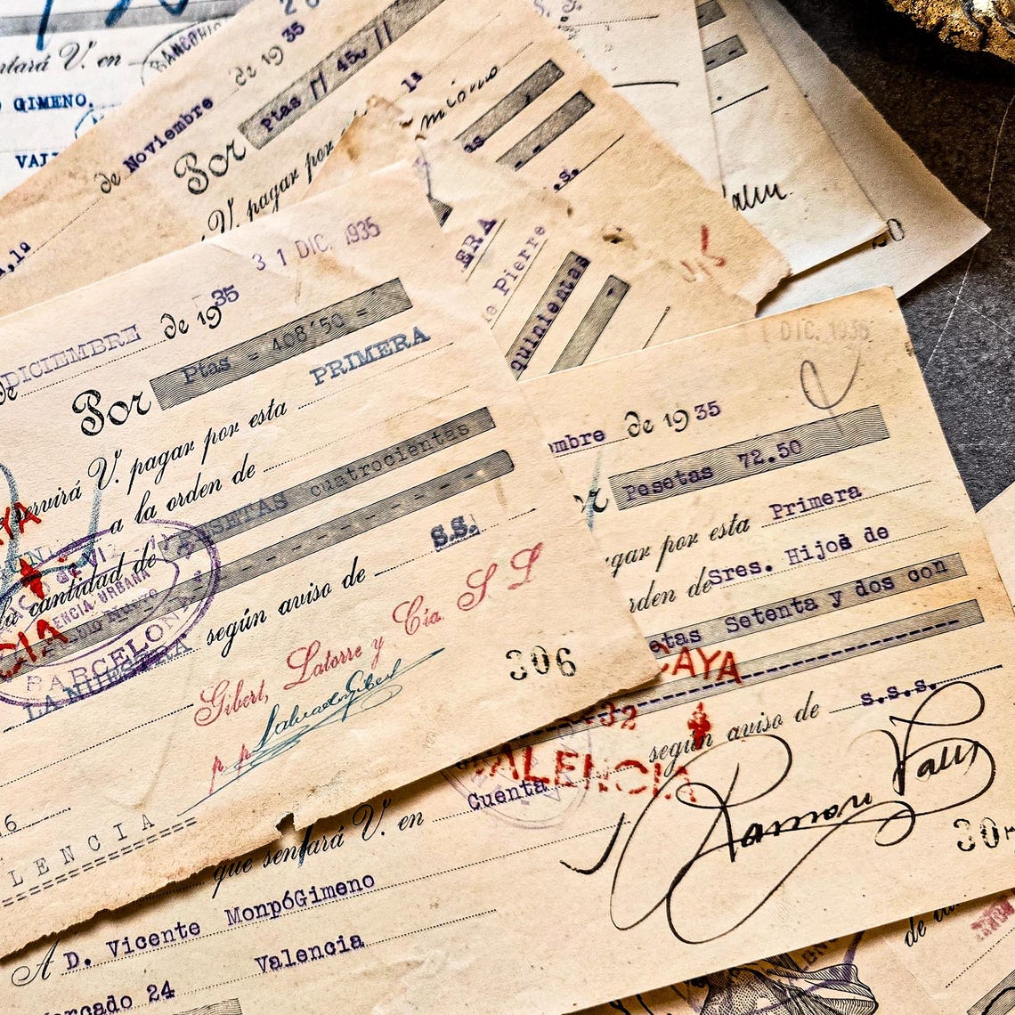 Vintage Spanish Bank Cheques - Set of 10 Cheques - Etsy