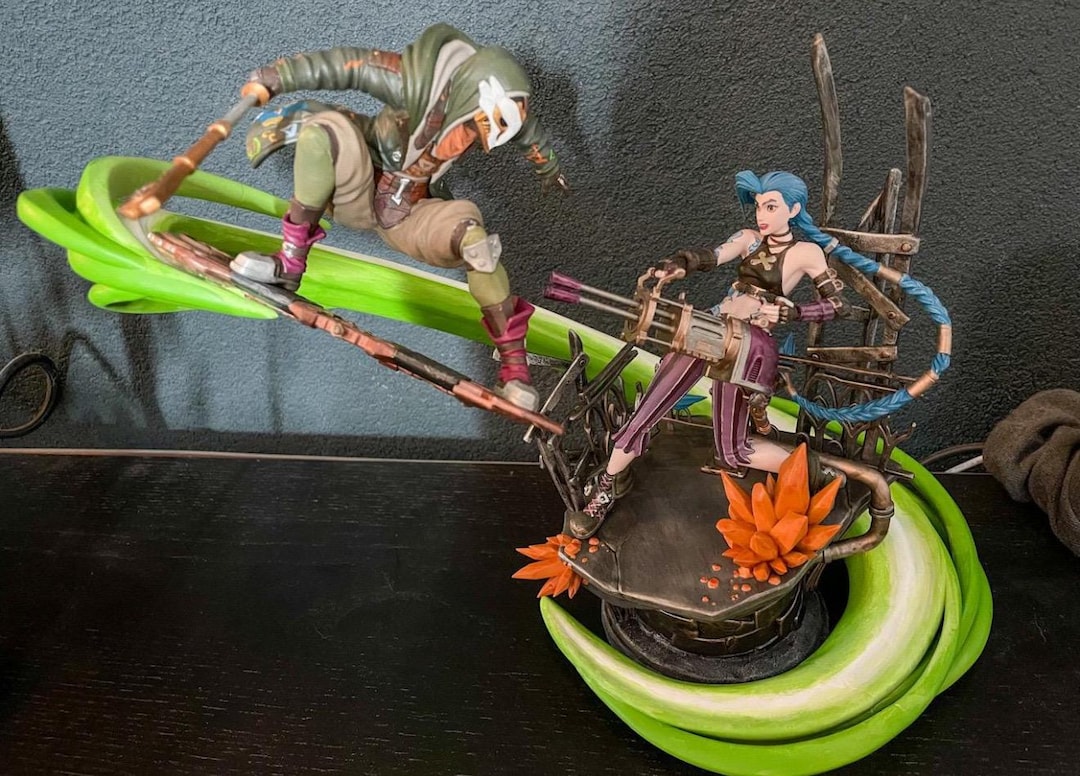 Jinx and Ekko Diorama,arcane,league of Legends,handpainted Figurine,3d Printed 12k Fanart Statue ...