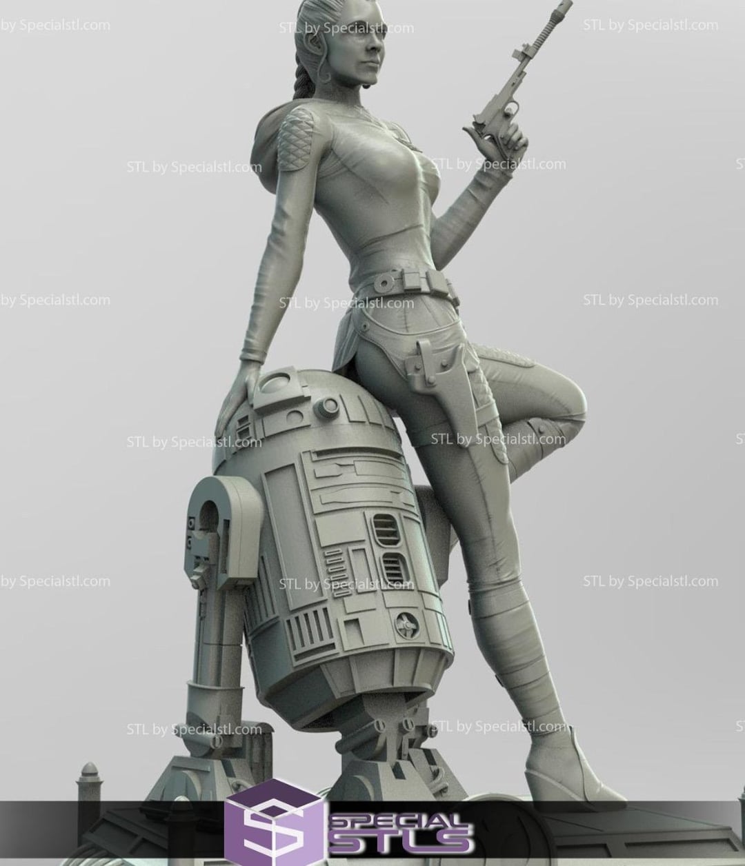 Princess L and R2d2,star Wars Fanart ,handpainted Figurine,3d Printed ...