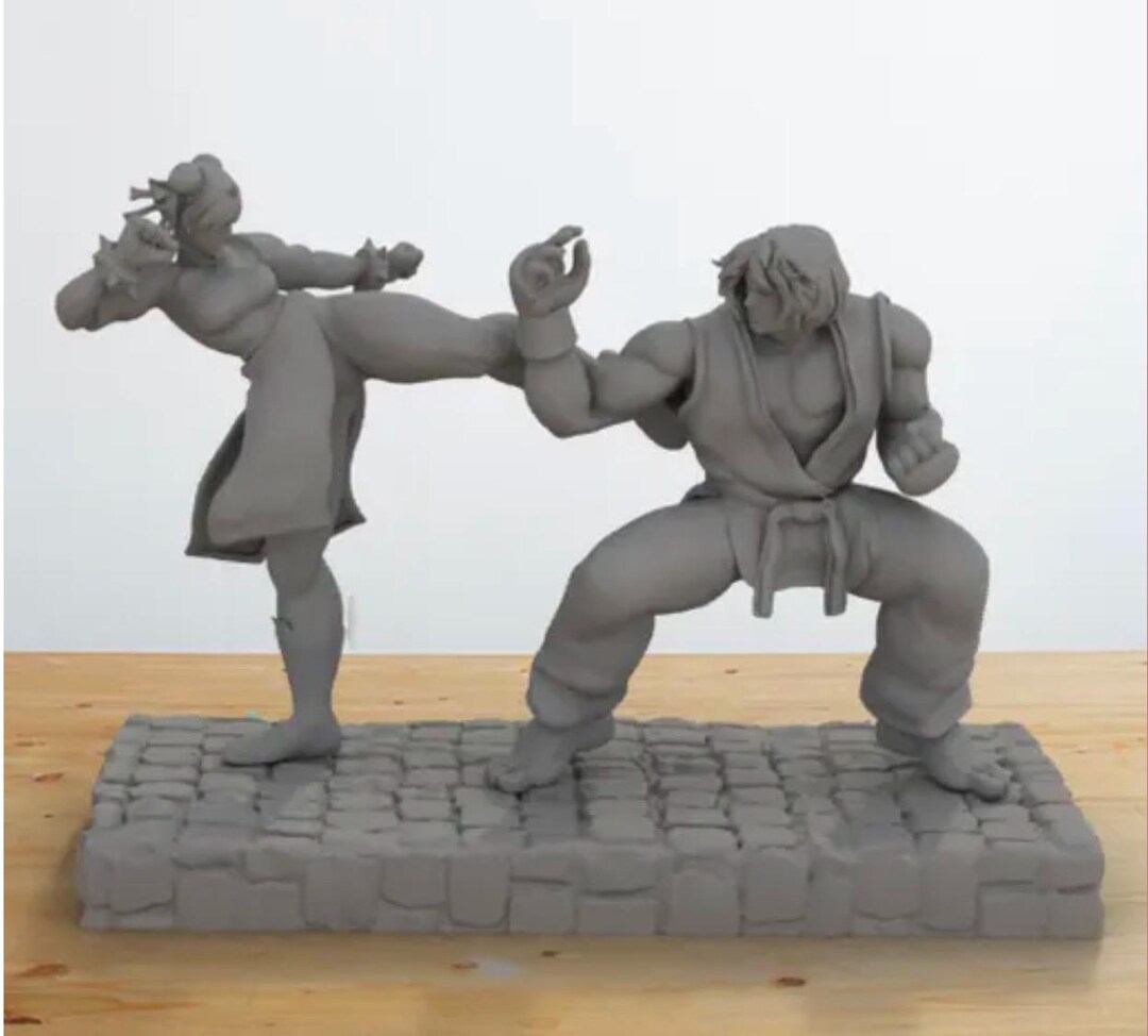 Chun-li V Ken, Diaroma, Street Fighter,handpainted Figurine,3d Printed ...