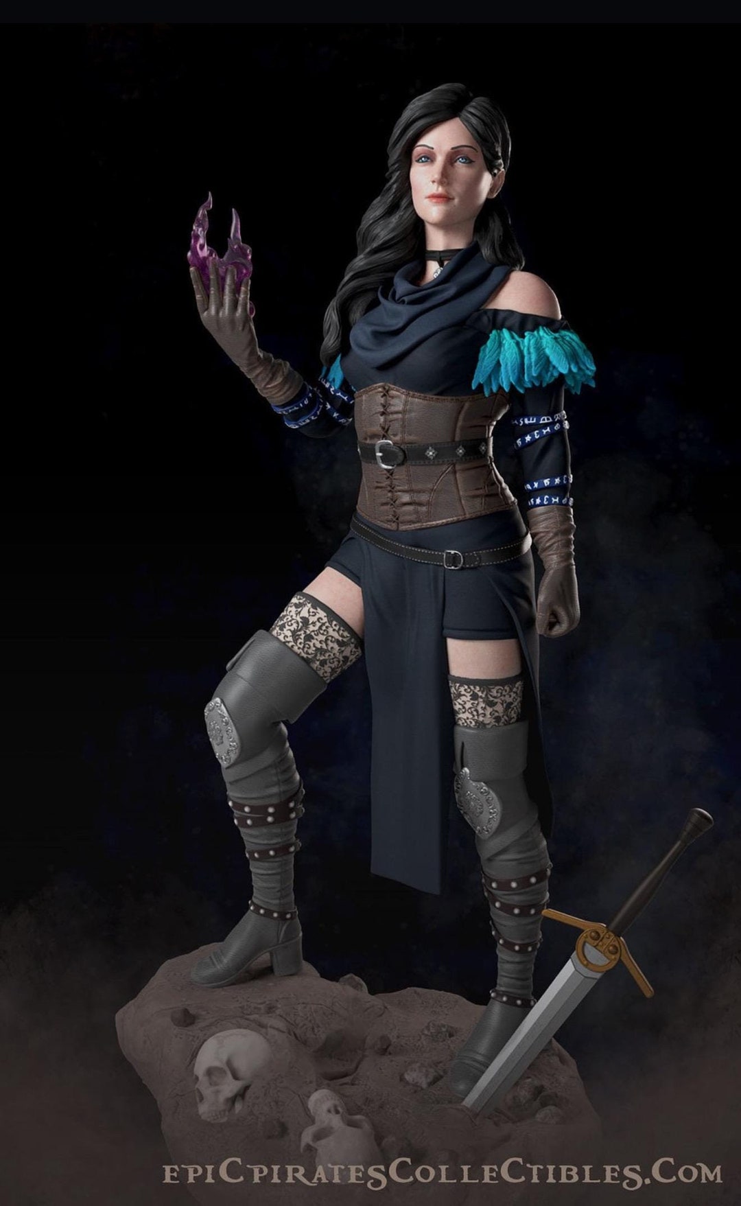 Yenfer , Witch,handpainted Figurine,3d Printed 12k Fanart Statue, - Etsy