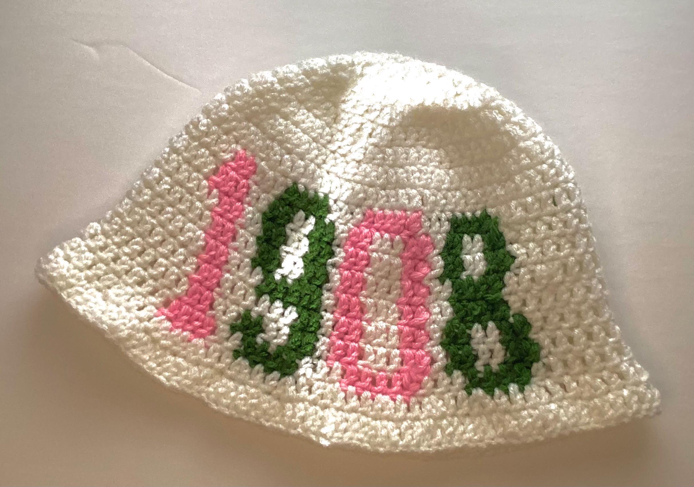 Crochet Bucket Hat | AKA Sorority, Green, White, Pink - Etsy