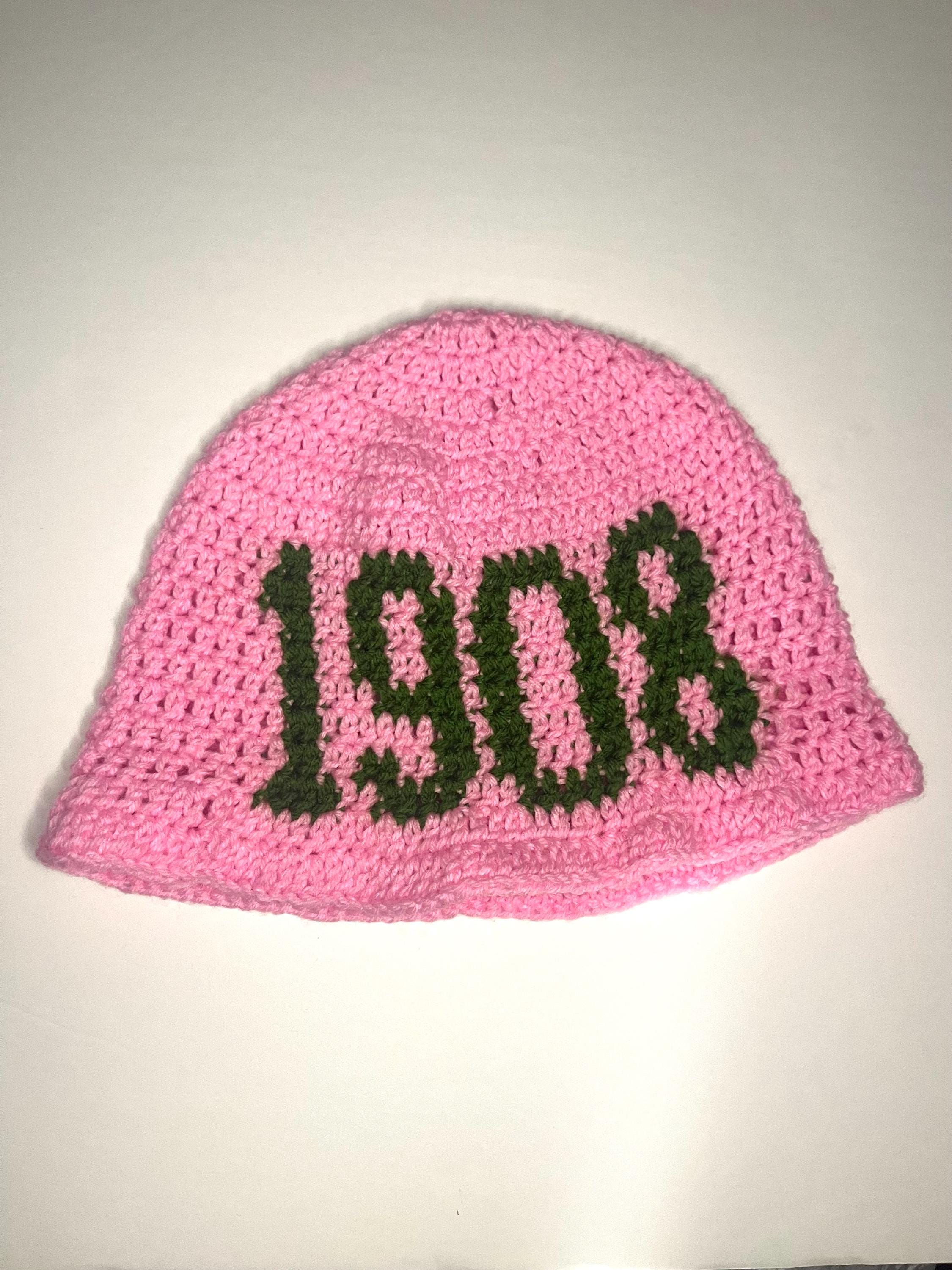 Crochet Bucket Hat | AKA Sorority, Green, White, Pink - Etsy